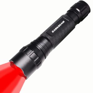 darkbeam red light flashlight tactical led rechargeable, zoomable portable handheld red-light for fishing hunting detector astrophotography