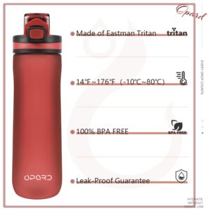 Opard Peak Water Bottle 20 Oz BPA Free Tritan Plastic Leak Proof Flip Top for School Kids Sports Gym Yoga Camping (Red)