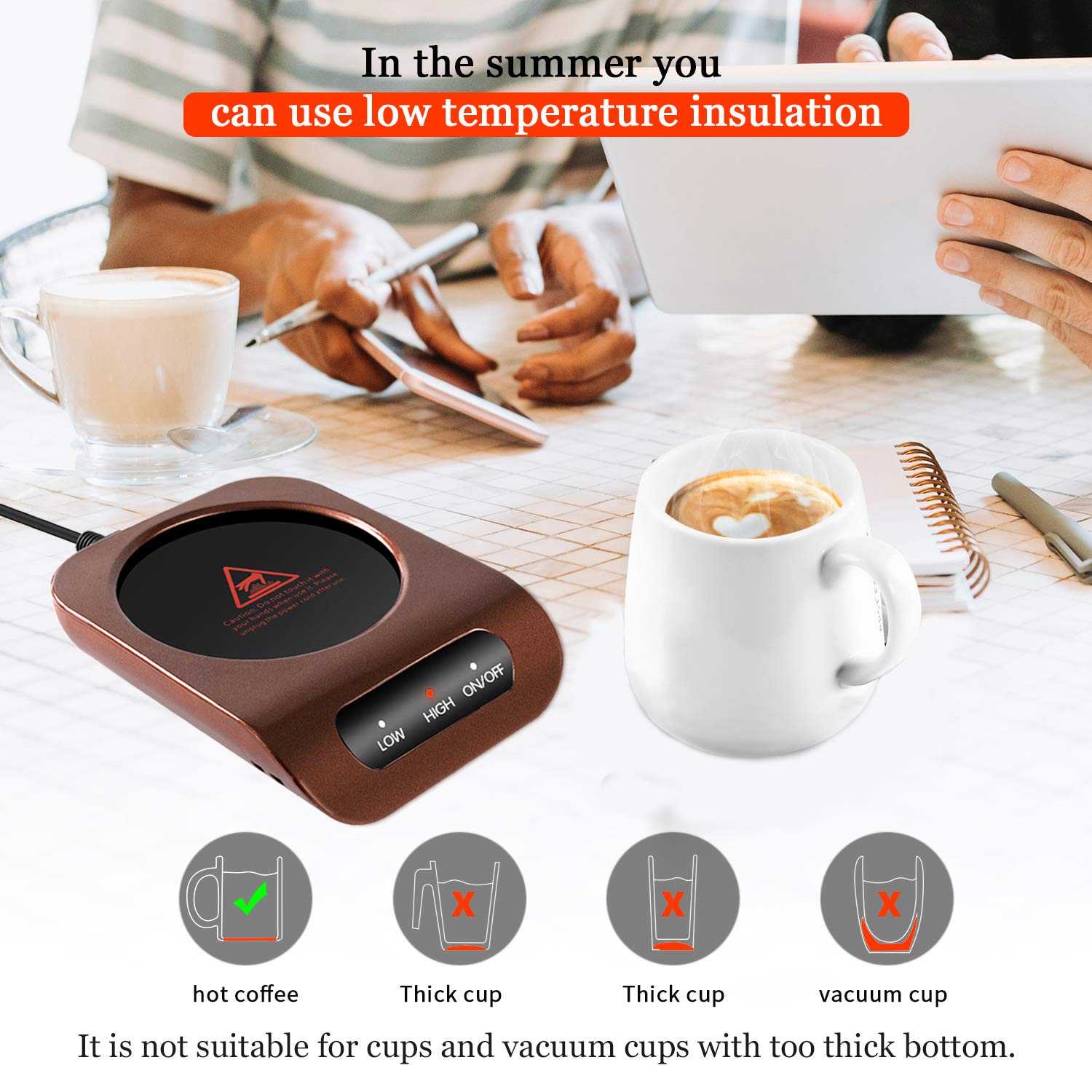 Coffee Mug Warmer - Desktop Beverage Warmer - Electric Cup Warmer Tea Water Cocoa Milk for Office Desk and Home Use 110V 35W Best Gift for Coffee Lovers with Automatic Shut Off Function