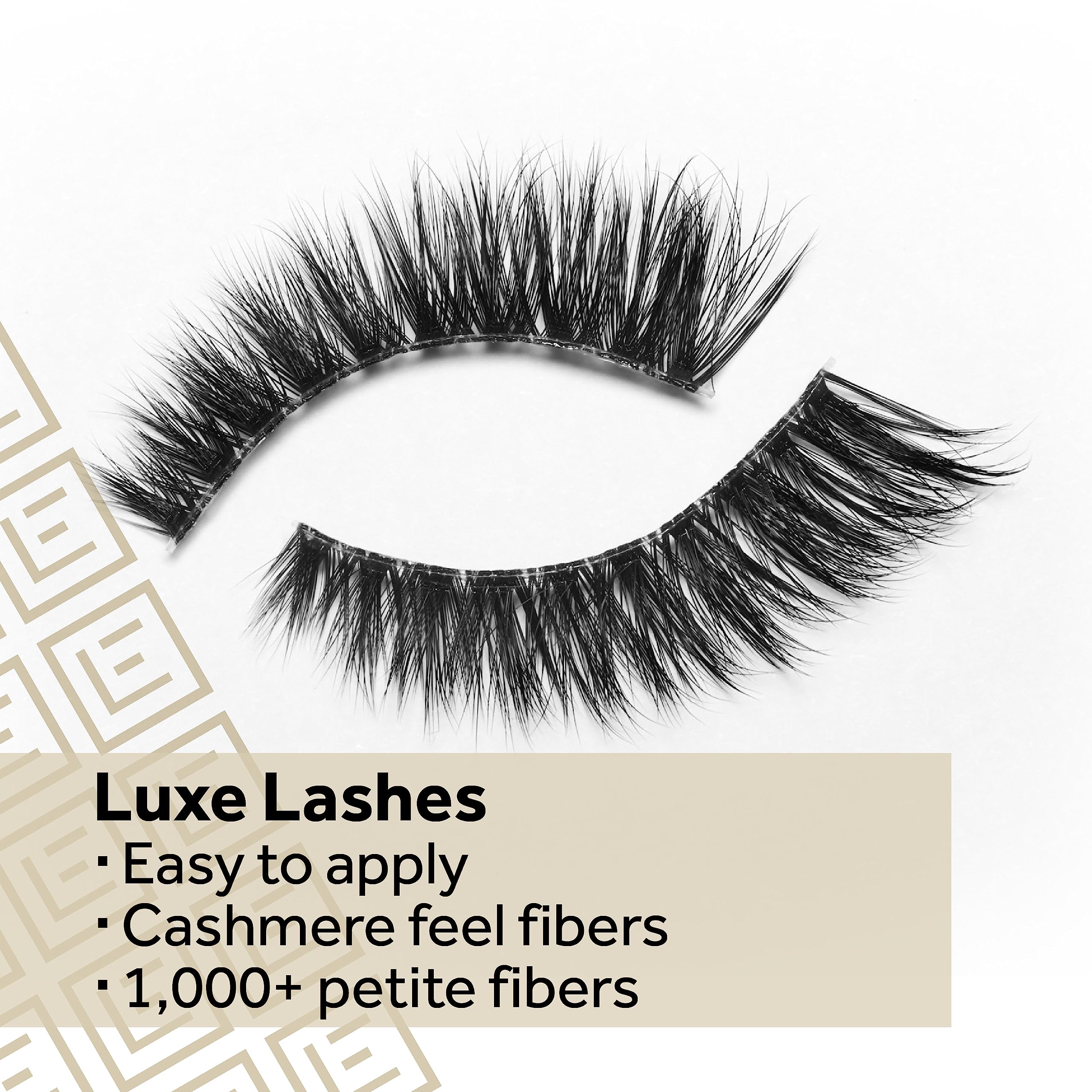 Eylure False Lashes, Luxe Cashmere No. 6 with Adhesive Included, 1 Pair Black