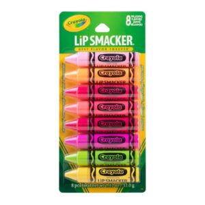 lip smacker crayola lip balm party pack 8 count, cotton candy, orange, sherbert, watermelon, berry, apple, banana