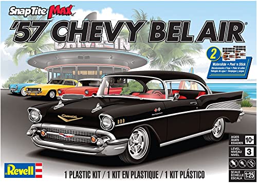 Revell 85-1529 ’57 Chevy Bel Air Model Car Kit 1:25 Scale 30-Piece Skill Level 3 SnapTite Max Plastic Model Building Kit,Black