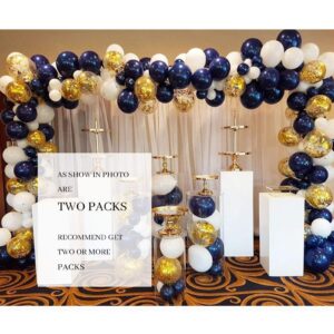 Soonlyn Navy Blue and Gold Balloons 130 Pcs 12 Inch Confetti Balloons White Latex Balloon Garland Kit with Balloon Accessories for Baby Shower 1st Birthday Wedding Party