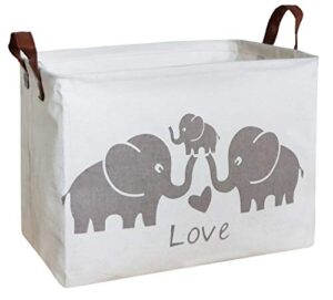 hiyagon baby basket cute elephant basket for boys and girls toy storage bin organizer box gift basket empty rectangular room decor for home(love elephants)