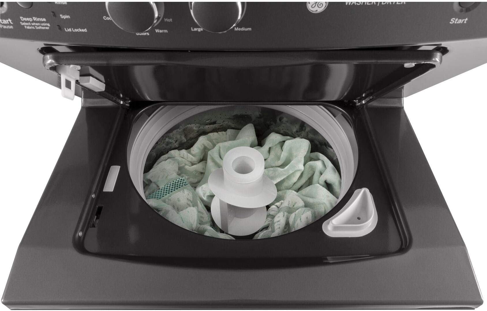 GE GUD27GSPMDG Spacemaker Series 27 Inch Gas Laundry Center with 3.8 cu. ft. Washer Capacity in Diamond Gray