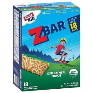 CLIF Kid Zbar - Iced Oatmeal Cookie - Soft Baked Whole Grain Snack Bars - USDA Organic - Non-GMO - Plant-Based - 1.27 oz. (18 Pack)