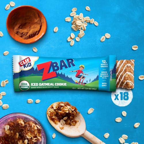 CLIF Kid Zbar - Iced Oatmeal Cookie - Soft Baked Whole Grain Snack Bars - USDA Organic - Non-GMO - Plant-Based - 1.27 oz. (18 Pack)