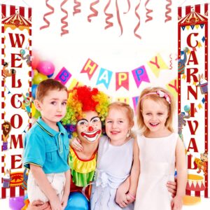 Carnival Decoration Porch Sign Carnival Circus Birthday Party Welcome Banner Decoration Set Circus Carnival Banner Carnival Party Supply Decor Home Decorations (Red and White)