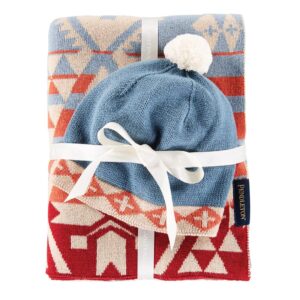 pendleton organic cotton knit baby blanket w/ beanie, canyonlands desert sky