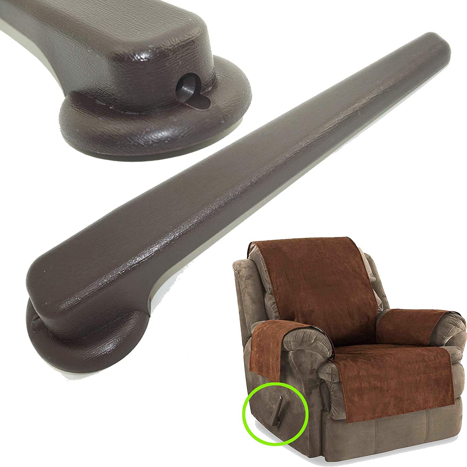 AUXPhome Universal Brown Plastic Sofa Chair Recliner Release Pull Handle Replacement Parts, 5/8" Lever Square Hole Foot Rest Release Right/Left Hand，fits More Brands Recliner Handle and Furniture