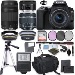 canon eos rebel sl3 dslr camera with canon ef-s 18-55mm f/4-5.6 is stm lens + ef 75-300mm f/4-5.6 iii lens + ef 50mm f/1.8 stm lens + 32gb sandisk memory + pro slave flash + holiday special bundle