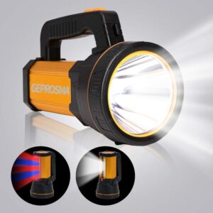 geprosma powerful led flashlight high lumens rechargeable, super bright handheld spotlight flashlight large ultra long lasting portable high power big searchlight