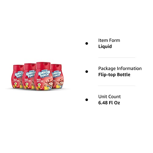 Hawaiian Punch, Fruit Juicy Red, Liquid Water Enhancer – New, Better Taste! (4 Bottles, Makes 96 Flavored Water Drinks) – Sugar Free, Zero Calorie