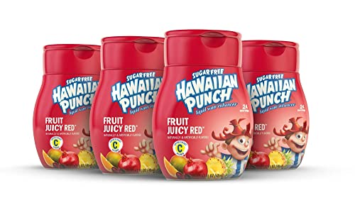 Hawaiian Punch, Fruit Juicy Red, Liquid Water Enhancer – New, Better Taste! (4 Bottles, Makes 96 Flavored Water Drinks) – Sugar Free, Zero Calorie