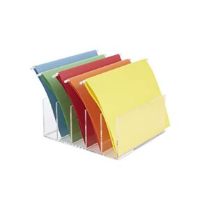 mind reader vertical file holder, desktop organizer, file storage, office, acrylic, 11"l x 10"w x 4.75"h, clear