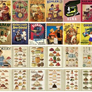 Large Stickers (24 pcs 2.5"x3.5") Sewing Machine Vintage Adverts Posters and Cooking Book