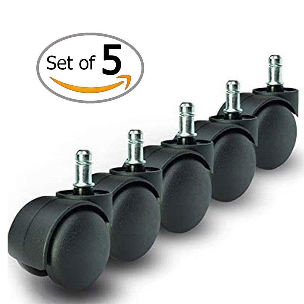 AccessBuy Office Chair Caster Wheel 2 Inch Universal Standard Size Computer Gaming Chair Caster Wheels Replacement Set of 5 (Black)