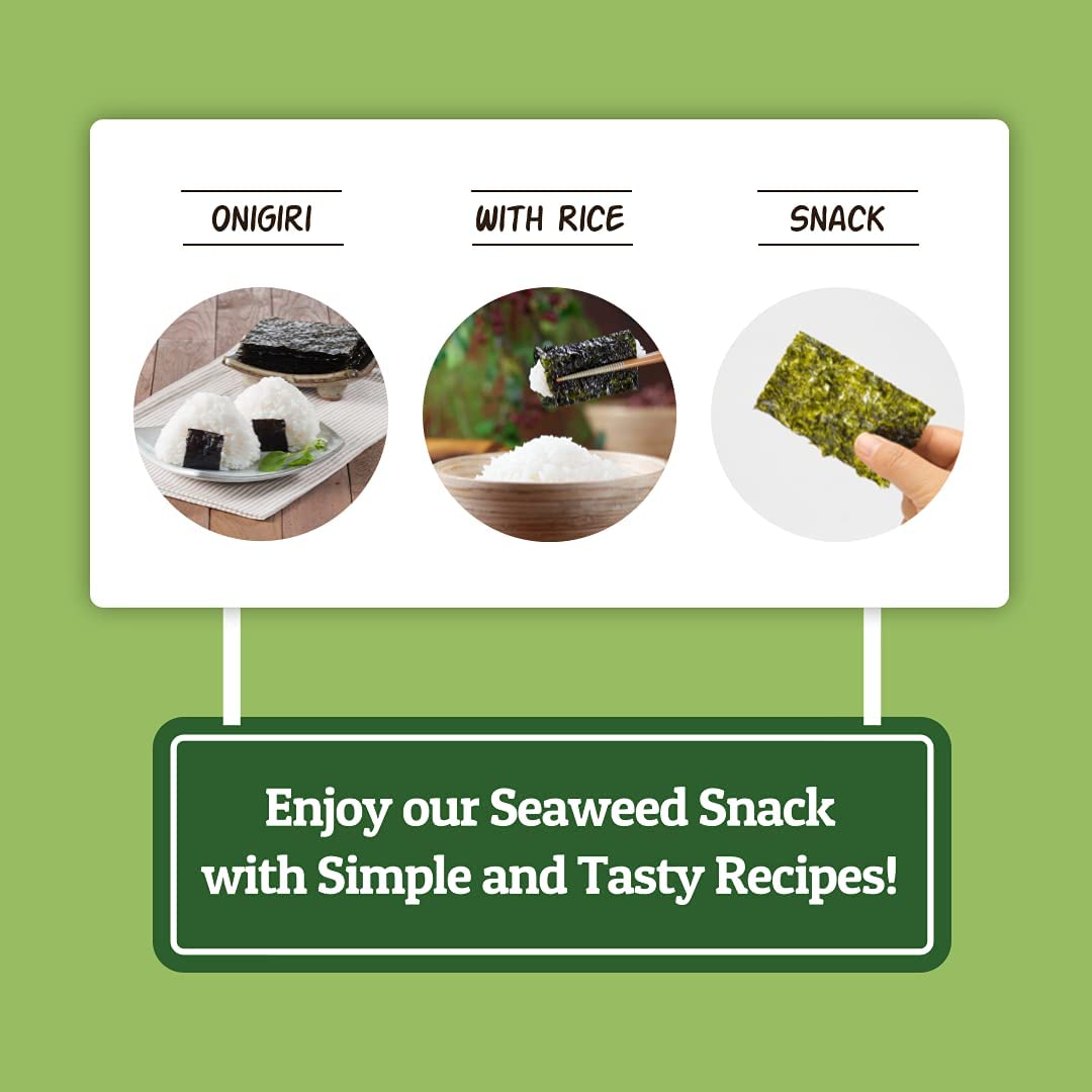 Daechun(Choi's1) Seaweed Snack, (Pack of 20), Original, Sea Salt, Green Tea Powder, Product of Korea