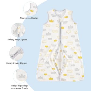 TILLYOU Sleep Sack 2 Pack - Baby Wearable Blanket with 2-Way Zipper, Extra Soft Cotton Sleeveless Sleeping Bag for Infants, Gray Grown, 6-12 Months