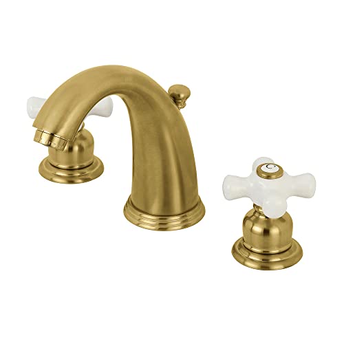 Kingston Brass KB987PXSB Victorian 2-Handle 8 in. Widespread Bathroom Faucet, Brushed Brass