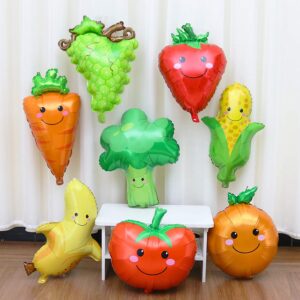 gihoo 8pcs fruit & vegetable aluminum foil balloons for party decoration fruit birthday aluminum foil helium balloon for summer party wedding birthday baby shower party supplies