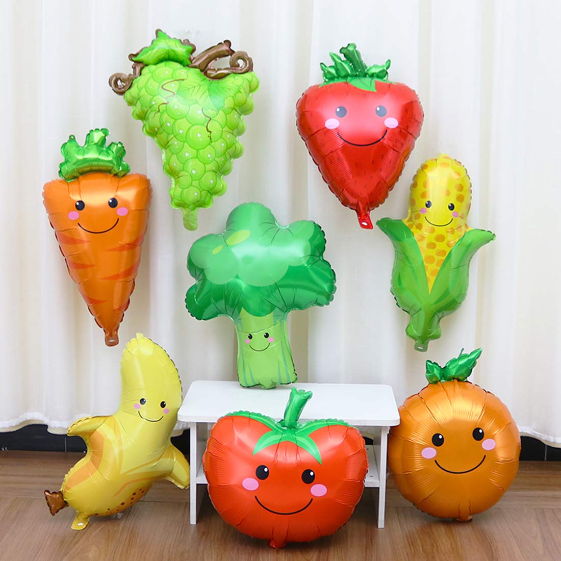 GIHOO 8pcs Fruit & Vegetable Aluminum foil Balloons for Party Decoration Fruit Birthday Aluminum Foil Helium Balloon for Summer Party Wedding Birthday Baby Shower Party Supplies