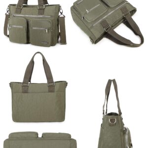 Crest Design Nylon Shoulder Bag Handbag, Teacher Nurse Tote Organizer (Army Green)