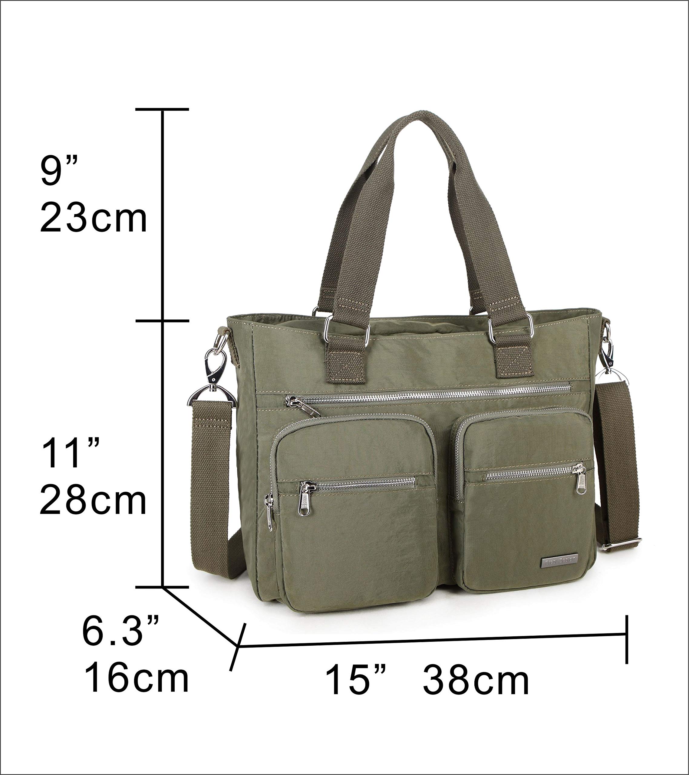 Crest Design Nylon Shoulder Bag Handbag, Teacher Nurse Tote Organizer (Army Green)