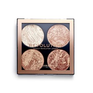 makeup revolution cheek kit, bronzer & highlighter powder, compact palette, sunkissed glow, vegan & cruelty-free, don't hold back, 0.32 oz