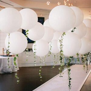 5PCS Big White Balloons Giant 36 Inch Large White Balloons Jumbo White Balloons for Birthday Wedding Baby Shower Carnival Party New Year's Day Decorations Supplies