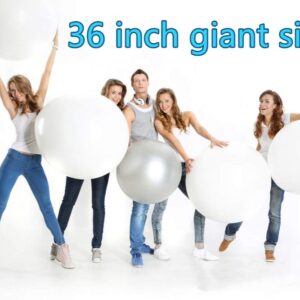 5PCS Big White Balloons Giant 36 Inch Large White Balloons Jumbo White Balloons for Birthday Wedding Baby Shower Carnival Party New Year's Day Decorations Supplies