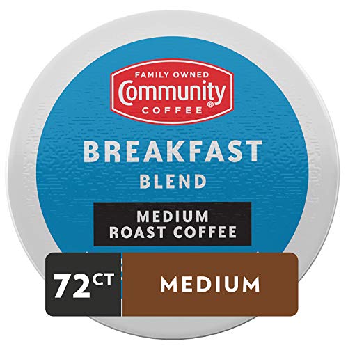 Community Coffee Breakfast Blend 72 Count Coffee Pods, Medium Roast, Compatible with Keurig 2.0 K-Cup Brewers, 72 Count (Pack of 1)