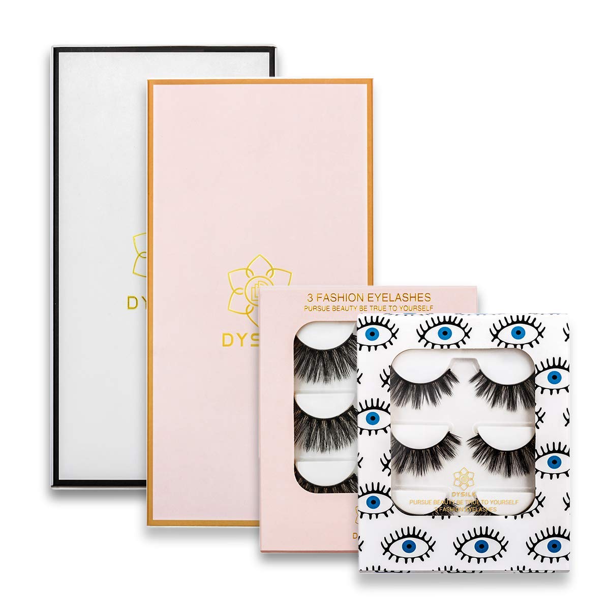 DYSILK Eyelashes Mink Lashes Fluffy- Cat Eye Lashes 3 Pairs 6D Mink Lashes Wispy Eyelashes Lashes That Look Like Extensions Lashes Set Reusable Lashes Pack Eye Lashes |001-0.7 inch