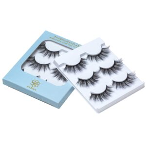 DYSILK Eyelashes Mink Lashes Fluffy- Cat Eye Lashes 3 Pairs 6D Mink Lashes Wispy Eyelashes Lashes That Look Like Extensions Lashes Set Reusable Lashes Pack Eye Lashes |001-0.7 inch