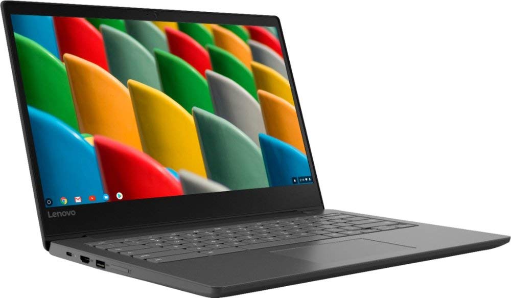 Lenovo 14 inch HD Premium Chromebook with 32GB MicroSD Card | Mediatek Quad-core Processor | 4GB RAM | 32GB eMMC | Wireless-AC | USB-C | HDMI | Webcam | Bluetooth | Chrome OS | Black