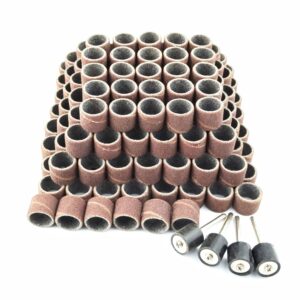 merryland drum sander sanding band for dremel 184pcs, 120# 1/2" sanding sleeve 180pcs and mandrel 4pcs rotary tool, electric power tool accessory diy, rmta184c3