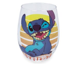 silver buffalo disney lilo and stitch sunset stemless glass, 20-ounces