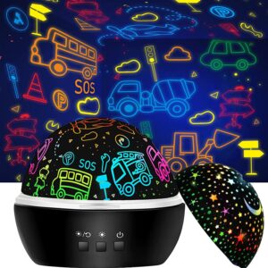 baby night light,star night light projector cars toys for boys,christmas birthday kids gifts for 2-10 year olds boys nursery children,cool stuff (black-car&star)