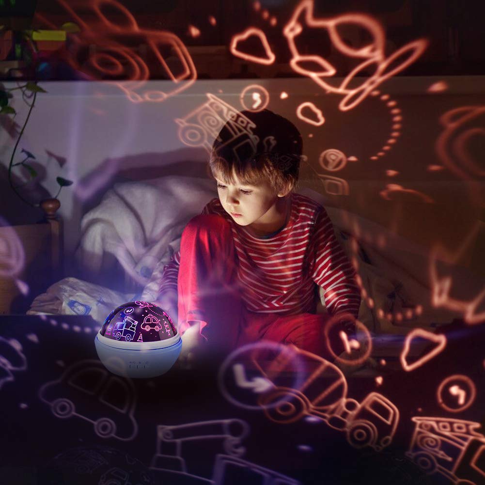 Baby Night Light,Star Night Light Projector Cars Toys for Boys,Christmas Birthday Kids Gifts for 2-10 Year Olds Boys Nursery Children,Cool Stuff (Black-Car&Star)