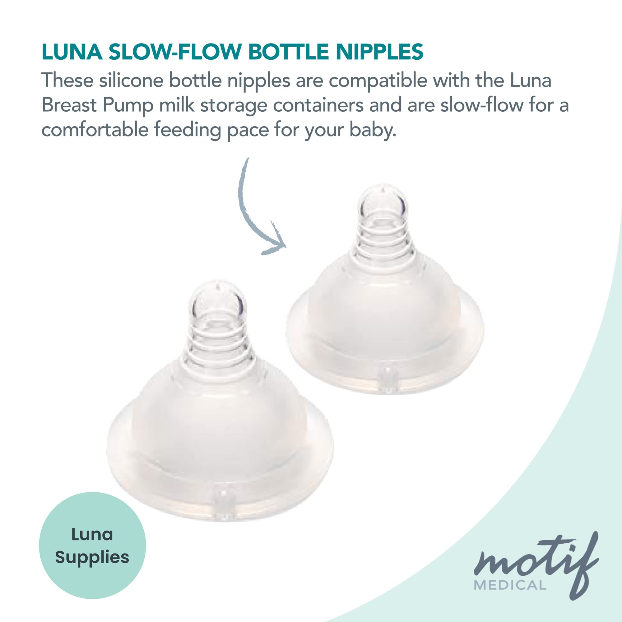 Motif Medical Slow-Flow Baby Bottle Nipples for Luna