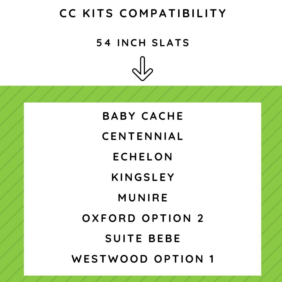 CC KITS Set of Eight (8) 54 Inch Full/Double Size Solid Wood Support Bed Slats｜for Use Crib Conversion Kits｜Platform Frame for Mattress｜Bunkie Board, Box Spring or Foundation Replacement Option