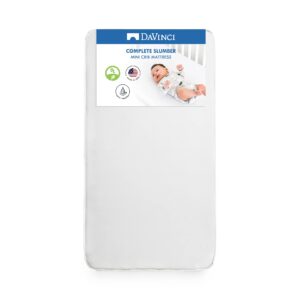 davinci complete slumber mini crib mattress, firm support, lightweight, waterproof, greenguard gold certified