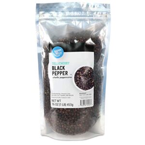 Amazon Brand - Happy Belly Tellicherry Black Pepper Whole Peppercorn, 16 ounce (Pack of 1)