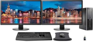 hp elite 8300 pc with 2 x 24 hp monitors, wireless keyboard and, wifi, gel pad, intel i5, 8gb, 480gb ssd storage, windows 10 (renewed)