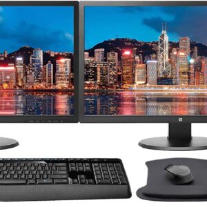 HP Elite 8300 PC with 2 x 24 HP Monitors, Wireless Keyboard and, WiFi, Gel pad, Intel i5, 8GB, 480GB SSD Storage, Windows 10 (Renewed)