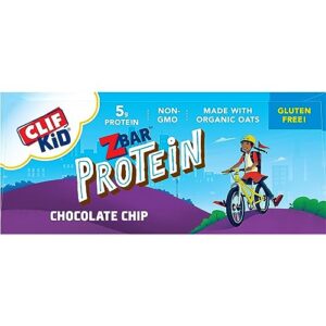 CLIF Kid Zbar Protein - Chocolate Chip - Crispy Whole Grain Snack Bars - Made with Organic Oats - Non-GMO - 5g Protein - 1.27 oz. (15 Pack)