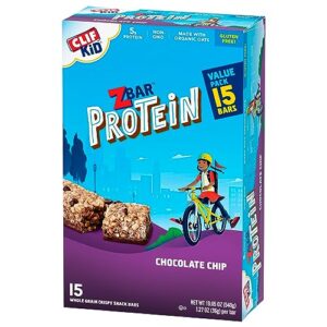 CLIF Kid Zbar Protein - Chocolate Chip - Crispy Whole Grain Snack Bars - Made with Organic Oats - Non-GMO - 5g Protein - 1.27 oz. (15 Pack)