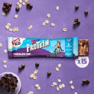 CLIF Kid Zbar Protein - Chocolate Chip - Crispy Whole Grain Snack Bars - Made with Organic Oats - Non-GMO - 5g Protein - 1.27 oz. (15 Pack)