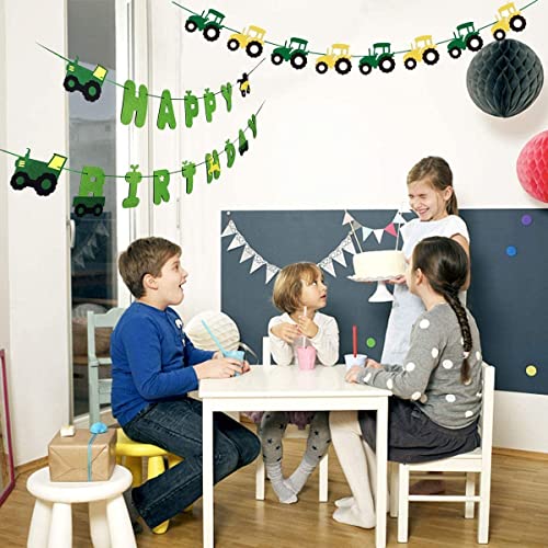 Green Tractor Birthday Banner Set with Tractor Garland Banner for Tractor Farm Themed Birthday Party Supplies Decorations