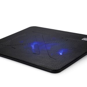 Laptop Cooling Pad, Coolertek Portable Slim Quiet Laptop Notebook Cooler Cooling Pad Stand with 2 Blue LED Fans, USB Powered, Adjustable Angled, Fits 11-14 Inch Laptop